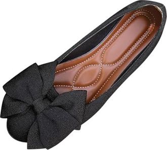 Generic Chaussures à enfiler décontractées avec noeud pour femme - Élégantes - Bout rond - Couleur unie - Talon bas - Respirantes - Légères et confortables - 