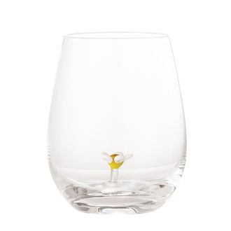 Bloomingville Misa Trinkglas mit Blumendekor aus Glas, Farbe: Transparent mit einem Volumen von 560 ml, Abmessungen: 9x12 cm, 82060850
