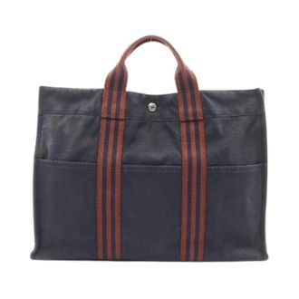 Herm&egrave;s Pre-owned Fourre-Tout MM Canvas Tote Bag - - Pre-owned - Damen - Blau - ONE SIZE