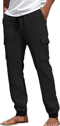 Generic Pantalon de jogging respirant pour homme pour le printemps, les activit&eacute;s de plein air, l&eacute;ger, taille &eacute;lastique, pantalon confortable, Noir, XXL