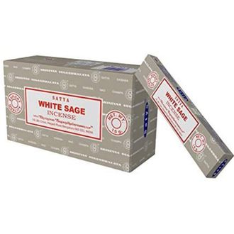 Satya Jewelry Nag Champa White Sage incense sticks-12packs x 15grams by Satya