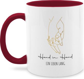 Shirtracer Tasse Tassen 325ml - P&auml;rchen - Hand in Hand ein leben lang | Liebe | Partnerschaft | Lebenspartnerschaft | Beziehung | Geschenk | Geschenkidee | Valen