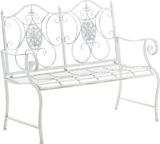 Clp Gartenbank Punjab, lackiertes Eisen, antik, Landhaus-Stil, Nostalgie, ca. 120 x 50 cm, Farbe:antik weiß