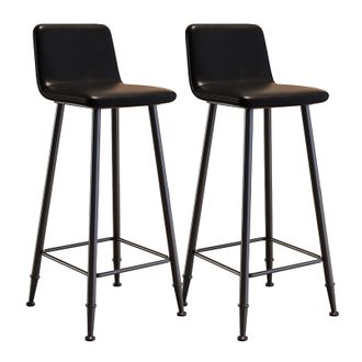Generic Barhocker, 2er-Set hohe Hocker, K&uuml;chenst&uuml;hle mit R&uuml;cken- und Fu&szlig;st&uuml;tze, gepolstert mit PU-Leder, H&ouml;he 65/75 cm