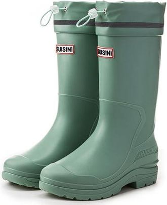 Pangolin Bottes de Pluie Femme Imperm&eacute;ables Hautes, Bottes Chaudes dHiver avec Doublure Coton Amovible, Cordon de Serrage, Bande R&eacute;fl&eacute;chissante, Semelle Antid&eacute;