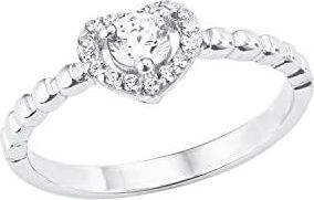 Amor anneau 925 en argent sterling dames anneaux, avec zirconia synth., argent, coeur, Livré dans une boîte cadeau de bijoux
