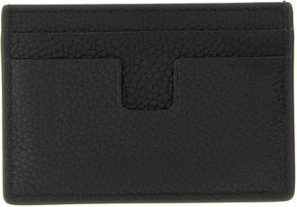 Tom Ford Hammered Leather Card Case - Black