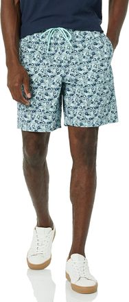 Amazon Essentials Herren Relaxed-Fit-Wandershorts mit Kordelzug, 20cm (in Übergröße erhältlich), Grün Floral, S