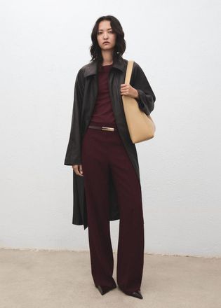 Mango Langärmliger Feinstrickpullover weinrot - Damen - S - MANGO