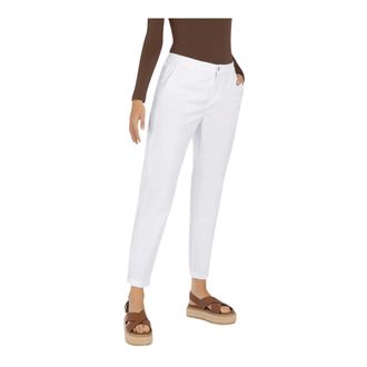 M.A.C Mac, Femme, Pantalons, Blanc, Taille: 34 FR Pantalon Chino Blanc Revers Ourlet