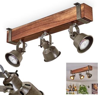 HOFSTEIN Deckenleuchte Pehefito, moderne Deckenlampe aus Metall/Holz in Gr&uuml;n-Grau/Dunkelbraun, Deckenleuchte im Industrial Design mit verstellbaren Schirmen, 3