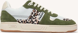 Faguo Baskets l&eacute;opard et kaki cuir - CEIBA