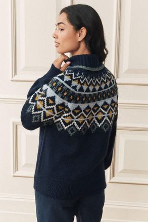 Laura Ashley Norwegerpullover Laura Ashley Rollkragenpullover mit Norwegermuster (1-tlg)