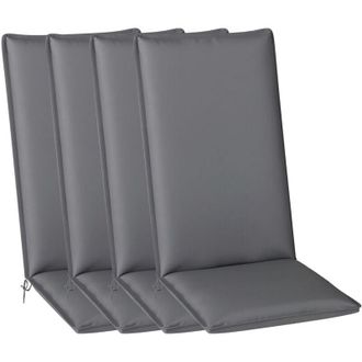 OUTSUNNY Lot de 4 coussins galettes assise dossier de chaises fauteuils de jardin polyester gris