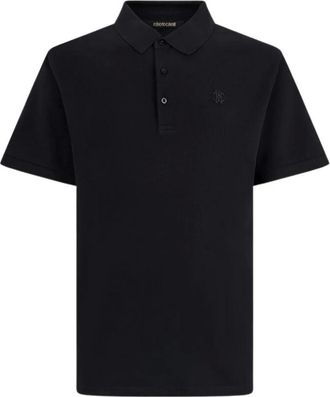 Roberto Cavalli Homme, Tops, Noir, Taille: XL Polo Avec Monogramme RC