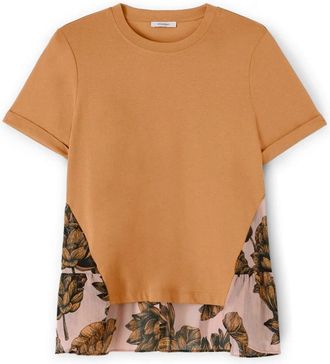 Motivi Femme, Tops, Beige, Taille: 42 FR T-shirt avec insert floral
