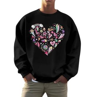 Generic 2026 Sweat-shirt d&eacute;contract&eacute; &agrave; col rond pour homme et femme Motif lettres imprim&eacute;es, Noir, 3XL