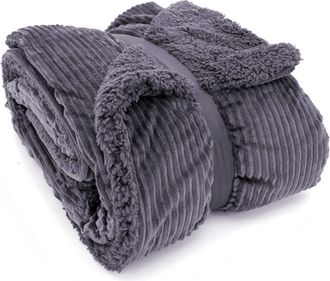 Heimtexland super Dicke Cord Kuscheldecke mit flauschigem Sherpa Fell Wohndecke 200x150 Decke elegant Kuschelweich Geschenkidee Weihnachten Typ767 Anthrazit