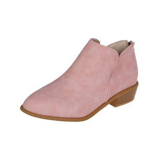 Generic Bottes courtes en daim de couleur unie pour femmes, bottes &agrave; talon &eacute;pais pour femmes, bottes au-dessus du genou pour femmes &agrave; talon de mollet large, k