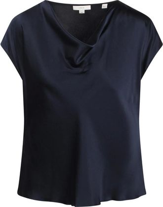 Vince Femme, Blouses et Chemises, Bleu, Taille: 42 FR Chemisier &agrave; encolure drap&eacute;e