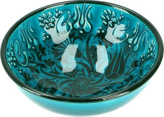 Guru Shop 1 Stk. Orientalische Schüssel, Schale, Dekoschale, Handbemalt - Ø 12 cm Türkisgrün