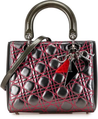 Dior Hobo Bags - Anselm Reyle Medium Metallic Lambskin Cannage Lady - Gr. unisize - in Grau - f&uuml;r Damen