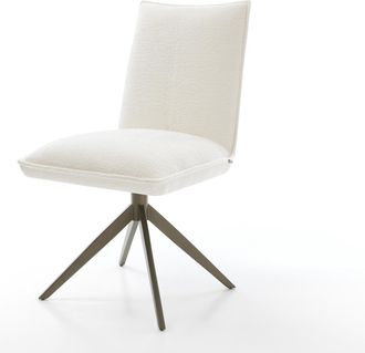 DELIFE Drehstuhl Lelio-Flex Boucl&eacute; Soft Beige Kreuzgestell breit Effektfinish Titan 360&deg; drehbar Wippfunktion Taschenfederkern, Esszimmerst&uuml;hle