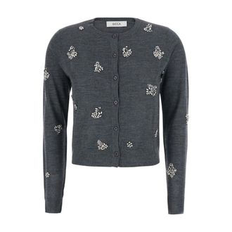 Jucca Strickjacke mit Applikationen - - Knitwear - Damen - Grau - L