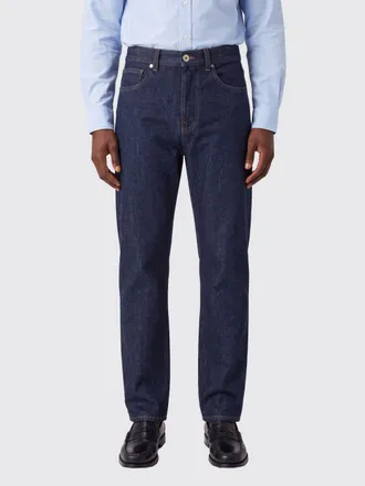 Eleventy Jean droit en denim de soie et coton taille moyenne &agrave; 5 poches
