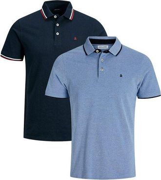 Jack & Jones Poloshirt 2er Pack Paulos - Slim Fit (Spar-Set, 2-tlg) Poloshirt - Baumwolle - Atmungsaktiv - Mit kleinem Markenlogo