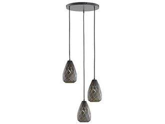 Trio Leuchten Pendelleuchte Onyx 301300342, Metall, anthrazit / innen goldfarbig, Kabel gewebeummantelt schwarz