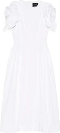 Simone Rocha Femme, Robes, Blanc, Taille: 36 FR Robe Midi Volant&eacute;e &agrave; Col Rond