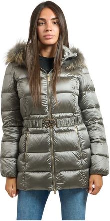 Yes-Zee YES Zee, Femme, Vestes, Gris, Taille: 42 FR Veste matelassée avec capuche en fourrure