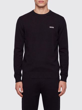 HUGO BOSS Pull slim &agrave; col rond en coton avec logo contrastant