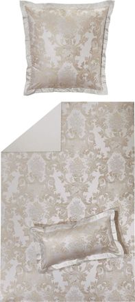 Curt Bauer Lous XIV. 2476 Mako-Brokat-Damast Bettw&auml;sche, 155x220 + 80x80, 1029-altsilber