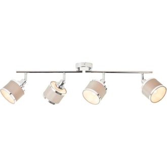 Brilliant Spot Alexia 4-flammes chrome/gris m&eacute;tal/textile 4x D45, E14, 28 w, Convient pour lampe &agrave; poser (non incluse)