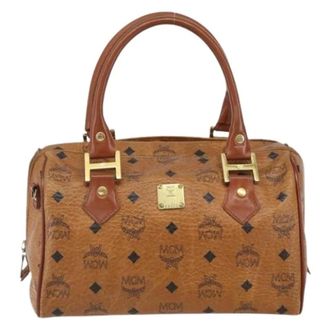 MCM Sac &agrave; main en toile Pre-owned - Femme - Pre-owned - Brun - Taille: ONE Size