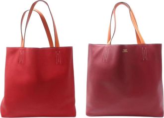 Herm&egrave;s Crossbody Bags - NEUE HERMES DOUBLE SENS 36 ROT H ZIEGELLEDER TOTE - Gr. unisize - in Rot - f&uuml;r Damen