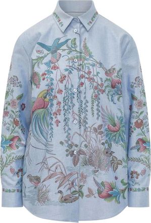 Etro Femme, Blouses et Chemises, Bleu, Taille: 40 FR Chemise Oxford en coton imprim&eacute;