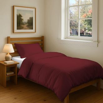 Pizuna Bettw&auml;sche 155x200 Baumwolle Rio-Rot, 400 Fadenzahl 100% Langstapelige Baumwolle weiche Satinbindung, Bettbezug 155x200 cm mit Knopfverschluss und 1 K