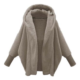 Generic Pull uni pour femme, manteau de Noël pour femme, veste dhiver décontractée en peluche chaude avec bloc de couleur, double peluche pour un usage quotid