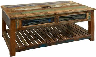 Massivmoebel24 Couchtisch Altholz 140x80x55 mehrfarbig lackiert nature of spirit 108