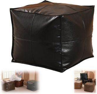 Generic F&uuml;llbare Kissentasche, Ungef&uuml;llter Kissenpouf, PU, Aufbewahrungsl&ouml;sung, wasserdichte Fu&szlig;st&uuml;tze for Wohnzimmer und Schlafzimmer-45x45x40cm(Black Sugar)