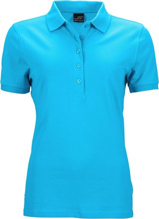 James & Nicholson Damen Ladies Elastic Polo Piqu&eacute; Poloshirt, T&uuml;rkis (Turquoise), 40 (Herstellergr&ouml;&szlig;e: XL)