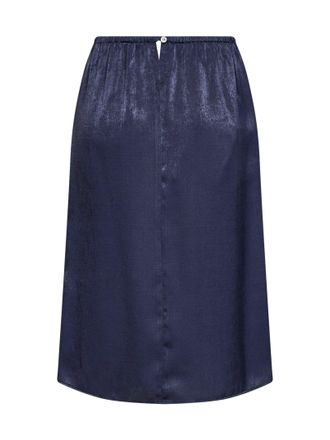 Maison Margiela Womens Midi Skirt Midnight Blue Velvet-Effect Satin Polyester