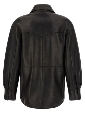 P.A.R.O.S.H. Lambskin Leather Shirt - Black