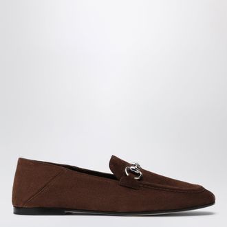 Gucci Jordaan Soft Loafer aus weichem Wildleder in Dunkelbraun