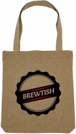 Fabulous Sac Shopping Tote Bag Aspect Lin - Brewtish Britannique amoureux de bi&egrave;re - Sac de Courses Toile Epaisse 360g Beige Naturel Cabas Port&eacute; Epaule Solide 