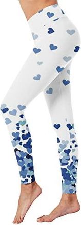 Generic Legging de compression taille haute pour femme avec imprim&eacute; pour la Saint-Valentin, yoga, course &agrave; pied, fitness, bleu, XXL