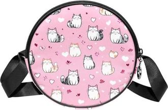 Generic Sac &agrave; bandouli&egrave;re rond pour femme, petit sac &agrave; bandouli&egrave;re avec fermeture &eacute;clair, bretelles r&eacute;glables, sac &agrave; main rond d&eacute;contract&eacute; pour femmes et fill